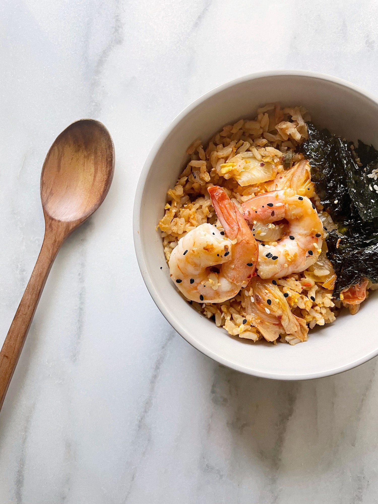 Kimchi Fried Rice with Shrimp - Oatmeal.Coffee